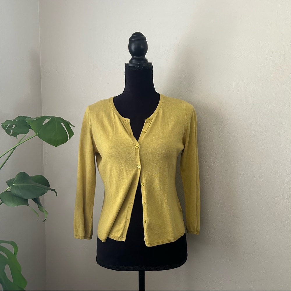 Muted Neon Lime Green Brat Cardigan - Gem